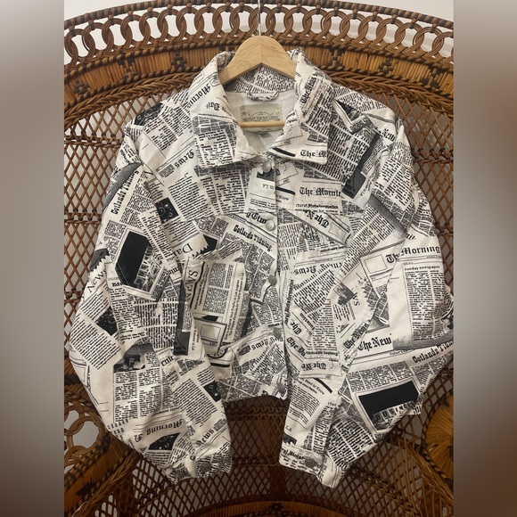 Jackets & Coats | Ashley Vintage Charm Newspaper Print Jacket | Poshmark